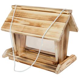 Vogelhaus Windhager "Grossvenediger, Vogelfutterhaus f&uuml;r Wildv&ouml;gel, witterungsbest&auml;ndig", holzfarben, B:24cm H:18cm T:28cm, Massivholz, Tierh&auml;user, Futterstation inkl. Aufh&auml;ngung, F&uuml;llmenge ca. 3 Liter