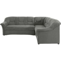 Ecksofa DOMO collection "SARAFINA 240x190 cm, auch mit Federkern f&uuml;r mehr Sitzkomfort", grau (steelgrau), B:240cm H:83cm T:190cm, Microfaser PRIMABELLE (100% Polyester) / Struktur (90% Polyester; 10% Polyacryl);Luxus-Microfaser (92% Polyester, 8% Nylon);Microfaser PRIMABELLE (100% Polyester), Sofas, Ecksofa, whlw. mit Bettfunktion, elegantes Design, L-Form
