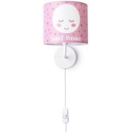Paco Home Wandleuchte "Aleyna 103", wei&szlig; (rosa), 1, &Oslash; 18cm H: 26,5cm, Leuchten, Kinderlampe Babyzimmer Kinderzimmer &Oslash; 18cm Mond Kabel 3m E14, Wandleuchte