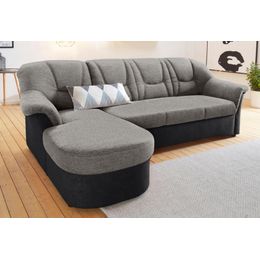 Ecksofa DOMO collection "SARAFINA 232x146 cm, auch mit Federkern f&uuml;r noch mehr Sitzkomfort", schwarz-wei&szlig; (schwarz, wei&szlig;, grau), B:232cm H:83cm T:146cm, Luxus-Microfaser (92% Polyester, 8% Nylon);Microfaser PRIMABELLE (100% Polyester);Microfaser PRIMABELLE (100% Polyester) / Struktur (90% Polyester; 10% Polyacryl), Sofas, Ecksofa, whlw. mit Bettfunktion, L-Form