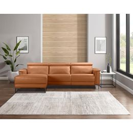 Ecksofa OTTO HOME "LUND, L-Form, 261cm, man. o. elektr. Relaxfunktion (mit USB-A)", braun (cognac), B:261cm H:97cm T:179cm, Echtleder 100% Echtleder;Kunstleder 100% Polyurethan, Sofas, Ecksofa, und Kopfteilverstellung