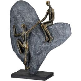 Dekoobjekt CASABLANCA BY GILDE "Skulptur Herz Heart of stone bronzefarben; grau H. 29,7 cm", bronzefarben, grau, B:9,7cm H:29,7cm T:23,8cm, Kunstharz, Dekofiguren