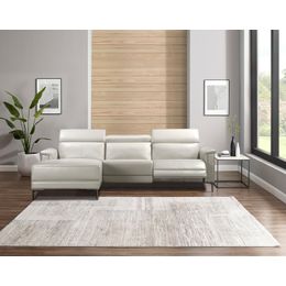 Ecksofa OTTO HOME "LUND, L-Form, 261cm, man. o. elektr. Relaxfunktion (mit USB-A)", beige (creme), B:261cm H:97cm T:179cm, Echtleder 100% Echtleder;Kunstleder 100% Polyurethan, Sofas, Ecksofa, und Kopfteilverstellung