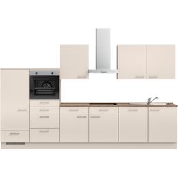 K&uuml;chenzeile Nobilia "Laser I", NEU: individuell anpassbar mit gratis Profi-Beratung", beige (k&uuml;che: natur, korpus: sandfarben, arbeitsplatte: eiche havanna nachbildung), B:360,3cm H:216,6cm T:60cm, Komplettk&uuml;chen-Sets, K&uuml;chenzeile, vormontiert, 360 cm breit, optional mit verschiedenen E‑Ger&auml;te-Sets