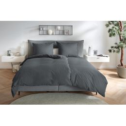 Bettw&auml;sche Primera "Renforce Stonewashed", grau (anthrazit), B/L: 155cm x 220cm, 1 Stk., 1 Stk., Renforc&eacute;, B/L: 80cm x 80cm, 2 Stk., Renforc&eacute;, Obermaterial: 100% Baumwolle, Bettw&auml;sche, Bettw&auml;sche, jedes Teil ein Unikat, gewaschene Used Optik