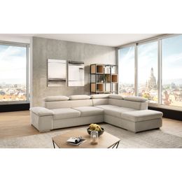 Sit & More Ecksofa SIT & MORE "Valantine L-Form, B: 272 cm", beige (nature), B:272cm H:73cm T:226cm, 100% Polyester, Sofas, Ecksofa, mit Arm- & Kopfteilverstellung, optional mit Bettfunktion