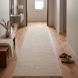 Teppich Sehrazat "LIMA, auch als L&auml;ufer", beige, B:80cm H:10mm L:150cm, Polyester, Polypropylen, Teppiche, Teppich, Kurzflor, Linienstruktur, leichter Glanz, Wohnzimmer