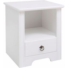 Nachtkonsole OTTO HOME "Hugo", wei&szlig;, B:44cm H:50cm T:38cm, Sideboards, Nachtkonsole, Nachttisch mit 1 Schublade, aus massiver Kiefer