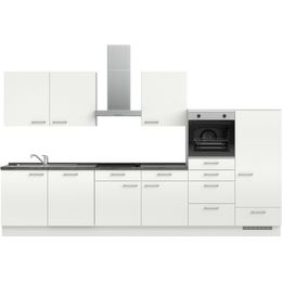 K&uuml;chenzeile Nobilia "Laser I", NEU: individuell anpassbar mit gratis Profi-Beratung", wei&szlig; (k&uuml;che: wei&szlig;, korpus: alpinwei&szlig;, arbeitsplatte: schwarzbeton nachbildung), B:360,3cm H:216,6cm T:60cm, Komplettk&uuml;chen-Sets, K&uuml;chenzeile, vormontiert, 360 cm breit, optional mit verschiedenen E‑Ger&auml;te-Sets