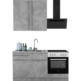 Wiho-K&uuml;chen Pantryk&uuml;che WIHO K&Uuml;CHEN "Chicago", grau (k&uuml;che: grau, front: betonfarben, korpus: betonfarben, arbeitsplatte: canvas grau), B:160cm T:60cm, Komplettk&uuml;chen-Sets, wahlweise mit E-Ger&auml;ten, Breite 160 cm