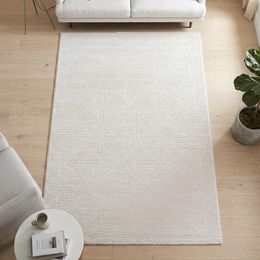 Teppich Sehrazat "Moda 1200, auch als L&auml;ufer", creme, B:80cm H:11mm L:150cm, Polyester, Polypropylen, Teppiche, Teppich, Kurzflor, grafisches Hoch Tief Muster, Wohnzimmer