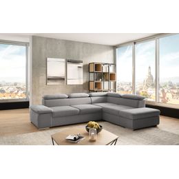 Sit & More Ecksofa SIT & MORE "Valantine L-Form, B: 272 cm", grau, B:272cm H:73cm T:226cm, 100% Polyester, Sofas, Ecksofa, mit Arm- & Kopfteilverstellung, optional mit Bettfunktion