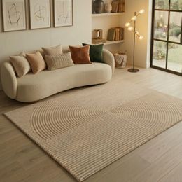 Teppich Sehrazat "Rio 1700, auch als L&auml;ufer", beige, B:120cm H:7mm L:170cm, Polyester, Teppiche, Teppich, Kurzflor, grafisches Hoch Tief Muster, Wohnzimmer