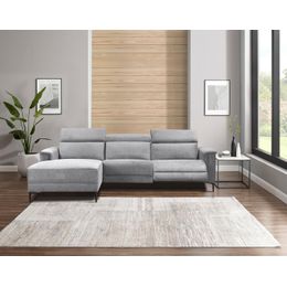 Ecksofa OTTO HOME "LUND, L-Form, 261cm, man. o. elektr. Relaxfunktion (mit USB-A)", grau (hellgrau), B:261cm H:97cm T:179cm, Webstoff 100% Polyester, Sofas, Ecksofa, und Kopfteilverstellung