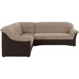 Ecksofa DOMO collection "SARAFINA 240x190 cm, auch mit Federkern f&uuml;r mehr Sitzkomfort", braun (braun, braun, beige), B:240cm H:83cm T:190cm, Microfaser PRIMABELLE (100% Polyester) / Struktur (90% Polyester; 10% Polyacryl);Luxus-Microfaser (92% Polyester, 8% Nylon);Microfaser PRIMABELLE (100% Polyester), Sofas, Ecksofa, whlw. mit Bettfunktion, elegantes Design, L-Form