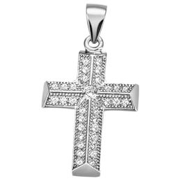 Kettenanh&auml;nger Firetti "Schmuck Geschenk Silber 925 Halsschmuck Anh&auml;nger Kreuz", silber (silberfarben, kristallwei&szlig;, kristallwei&szlig;), Schmuckanh&auml;nger, Damen, Silber 925 (Sterlingsilber), 1,4 g, Kettenanh&auml;nger, mit Zirkonia (synth.)