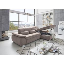 Ecksofa DIE PLANBAR "MP-IN16037 L-Form mit Federkern-Polsterung", lila (flieder), B:289cm H:85cm T:195cm, 100% Polyester, Sofas, Ecksofa, mit Sitztiefenverstellung & Zierkissen