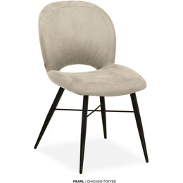 Esszimmerstuhl OMG DESIGN "Pearl", toffee, schwarz, toffee, B:50cm H:86cm T:62cm, Polyester, St&uuml;hle, Esszimmerstuhl, Esszimmerstuhl, pflegeleichter Bezug
