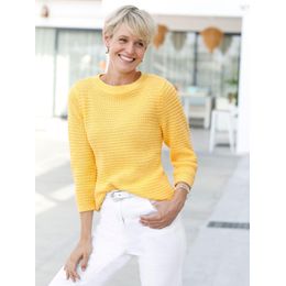 3/4 Arm-Pullover Classic Basics "3/4-Arm-Pullover", Damen, Gr. 38, gelb, 100% Polyacryl, unifarben, Pullover