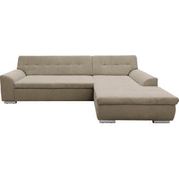 Ecksofa DOMO collection "TREVISO viele Bez&uuml;ge, auch in Cord, L-Form, 267x80x83 cm", braun (schlamm), B:267cm H:83cm T:178cm, 100% Polyester, Sofas, Ecksofa, wahlw. mit Bettfunktion, inkl. Zierkissen, Unser Dauertiefpreis
