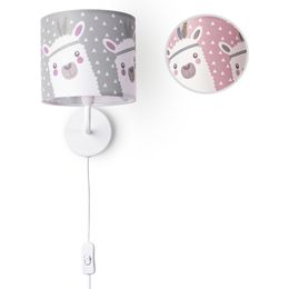 Paco Home Wandleuchte "Ela 214", wei&szlig;, 1, &Oslash; 18cm H: 26,5cm, Leuchten, Kinderlampe Wandlampe Mit Schalter &Oslash; 18cm Lama Rosa Grau Kabel 3m E14, Wandleuchte
