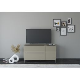 Lowboard "Reno", taupe matt lack, glas taupe glanz, B:137cm H:75cm T:42cm, Glas, Holzwerkstoff, SET ONE BY Musterring, Sideboards, Lowboard, Mit Vierkantfu&szlig; in diversen Farben, 75 cm H&ouml;he & Farbauswahl