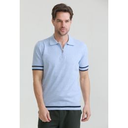 Poloshirt FELIX HARDY "Polo Shirt Kurzarm mit Rei&szlig;verschluss", Herren, Gr. L, blau, 100% Baumwolle, Shirts