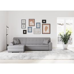 Ecksofa DOMO collection "TREVISO viele Bez&uuml;ge, auch in Cord, L-Form, 267x80x83 cm", grau (dunkelgrau), B:267cm H:83cm T:178cm, 95% Polyester, 5% Polyamid, Sofas, Ecksofa, wahlw. mit Bettfunktion, inkl. Zierkissen, Unser Dauertiefpreis
