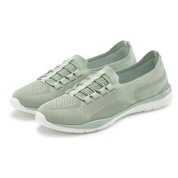 Sneaker Lascana "Slipper, Halbschuh, Slip-On-Sneaker", Damen, Gr. 35, salbeigr&uuml;n, Obermaterial: 100% Textilmaterial. Decksohle: 100% Textilmaterial. Futter: 100% Textilmaterial. Laufsohle: 100% Synthetik, unifarben, Basic, Schuhe Sneaker, aus leichtem Textil-Material VEGAN, Topseller