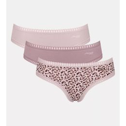 Hipster Sloggi "GO Crush Hipster C3P", Damen, Gr. L, rosa (1, multiple colours), Single Jersey, Obermaterial: 95% Polyamid, 5% Elasthan, mehrfarbig, k&ouml;rpernah, Unterhosen, mit Spitzendetails