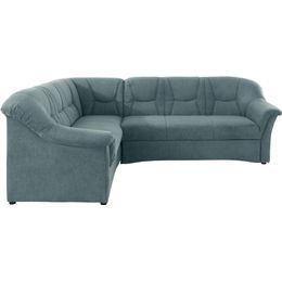 Ecksofa DOMO collection "SARAFINA 240x190 cm, auch mit Federkern f&uuml;r mehr Sitzkomfort", blau (petrol), B:240cm H:83cm T:190cm, Microfaser PRIMABELLE (100% Polyester) / Struktur (90% Polyester; 10% Polyacryl);Luxus-Microfaser (92% Polyester, 8% Nylon);Microfaser PRIMABELLE (100% Polyester), Sofas, Ecksofa, whlw. mit Bettfunktion, elegantes Design, L-Form