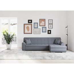 Ecksofa DOMO collection "TREVISO viele Bez&uuml;ge, auch in Cord, L-Form, 267x80x83 cm", grau (steel), B:267cm H:83cm T:178cm, 95% Polyester, 5% Nylon, Sofas, Ecksofa, wahlw. mit Bettfunktion, inkl. Zierkissen, Unser Dauertiefpreis