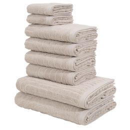Handtuch Set OTTO HOME "Handtuchset Ognon, Duscht&uuml;cher, Handt&uuml;cher, G&auml;stet&uuml;cher, Zen", hellgrau, 8, Frottier, Frottier, Obermaterial: 100% Baumwolle, Handtuch-Sets, mit Muster, Scandi, Boho, einfarbiges Handtuch-Set 100% Baumwolle