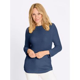 3/4 Arm-Pullover Classic Basics "3/4-Arm-Pullover", Damen, Gr. 42, jeansblau, 100% Polyacryl, unifarben, Pullover