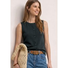 Kurzweste Street One, Damen, Gr. 34, deep bound gr&uuml;n, Stoff, 71% Polyester, 26% Viskose, 3% Elasthan, unifarben, comfort fit normal, Rundhals, Westen, aus Jersey in Unifarbe