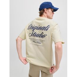Jack & Jones Rundhalsshirt JACK & JONES "JORNORREBRO TYPO TEE SS CREW NECK NOOS", Herren, Gr. M, wei&szlig; (antique wei&szlig;), Jersey, Obermaterial: 100% Baumwolle, bedruckt, relaxed fit normal, Rundhals, Shirts Rundhalsshirt, Baumwolle, relaxed fit
