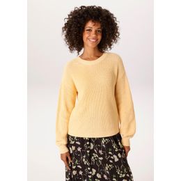 Strickpullover Aniston CASUAL, Damen, Gr. 34, gelb, Strick, Obermaterial: 100% Baumwolle, unifarben, oversize h&uuml;ftlang, Rundhals, Rippstrickb&uuml;ndchen, Pullover Strickpullover, in trendiger Farbpalette