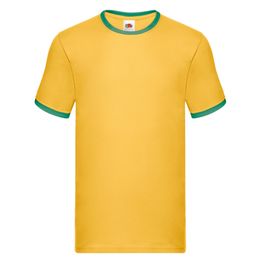 Fruit of the Loom - "Ringer" T-Shirt f&uuml;r Herren (Sonnenblume/Irisches Gr&uuml;n)