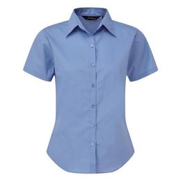 Premier Damen Kurzarm Popeline Bluse / Arbeitshemd (Mittelblau)