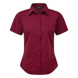 Premier Damen Kurzarm Popeline Bluse / Arbeitshemd (Burgunder)