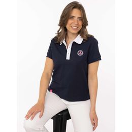 Poloshirt Zwillingsherz "Maritim", Damen, Gr. L, marine, Web, Obermaterial: 100% Baumwolle, Shirts, kontrastierende Polokragen mit Knopfleiste, Brustlogo mit Anker