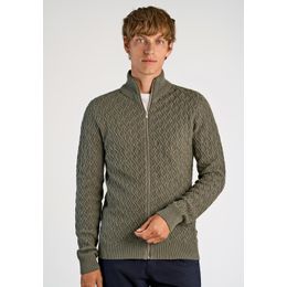 Cardigan LINDBERGH "Cardigan Relaxed Fit", Herren, Gr. L, army, Obermaterial: 60% Baumwolle, 40% Polyester, unifarben, Strickjacken