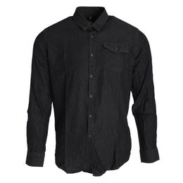 Premier Herren Jeans Naht Langarm Denim Hemd (Schwarz Denim)