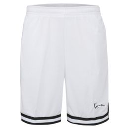 Stoffhose Karl Kani "Karl Kani Herren Signature Mesh Shorts", Herren, Gr. L, US-Gr&ouml;&szlig;en, wei&szlig;, schwarz, 100% Polyester, loose fit, Hosen Stoffhose
