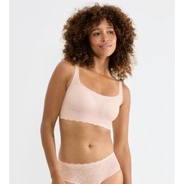 Bustier Sloggi "ZERO Feel Bliss Top", Damen, Gr. L, N-Gr, rosa (puff pink), Spitze, Obermaterial: 76% Polyamid, 24% Elasthan, BHs Bustier, unsichtbar mit Spitzenoptik