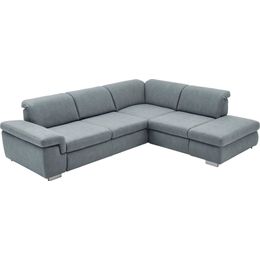 Ecksofa DIE PLANBAR "MP-IN17041 L-Form, Breite 320 cm", grau (steel), B:320cm H:85cm T:260cm, 100% Polyester, Sofas, Ecksofa, mit Sitztiefenverstellung, optional Kopfteilverstellung & Bettfunktion