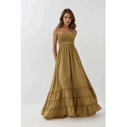 Texturiertes Maxikleid mit quadratischem Kragen