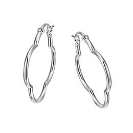 Paar Creolen Firetti "Schmuck Geschenk Silber 925 in Form einer Blume rhodiniert", silber (silberfarben), Ohrringe, Damen, 33,7mm, Silber 925 (Sterlingsilber)