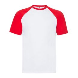 Fruit of the Loom - T-Shirt f&uuml;r Herren/Damen Unisex - Baseball (Wei&szlig;/Rot)