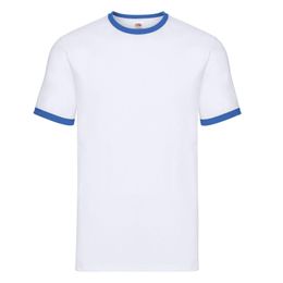 Fruit of the Loom - T-Shirt Ringer-Stil f&uuml;r Herren/Damen Unisex (Wei&szlig;/K&ouml;nigsblau)